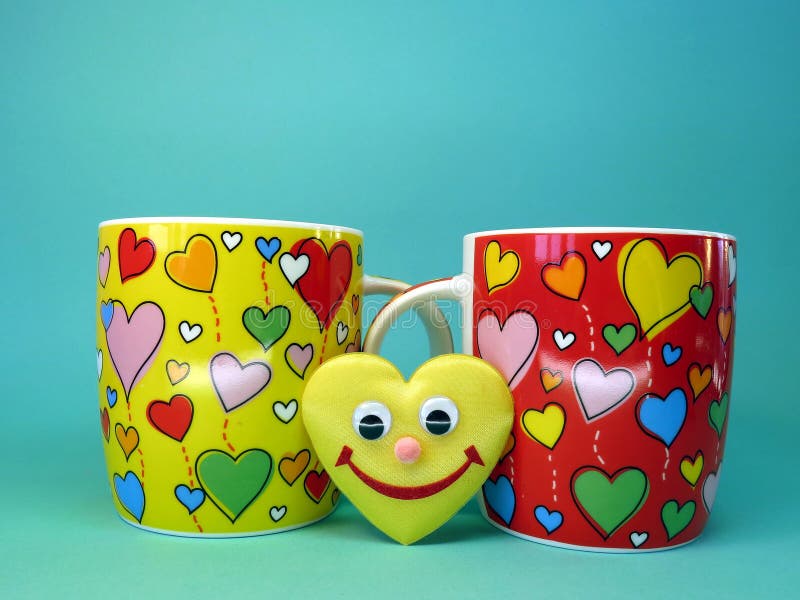 Cups and heart stock photo. Image of texture, yellow - 28436522