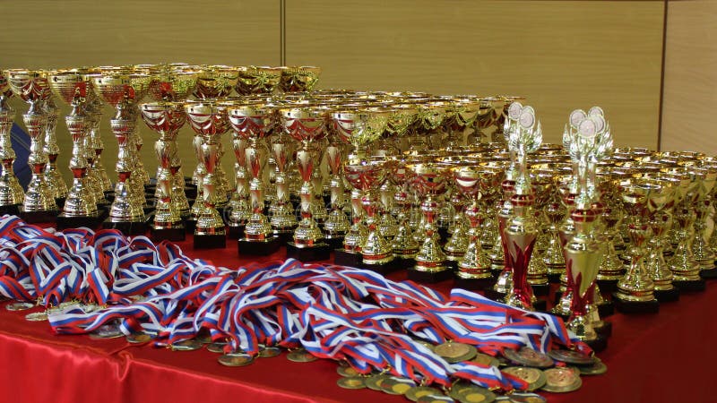 Cups and Medals for Awarding Winners in Competitions. Winner Concept ...