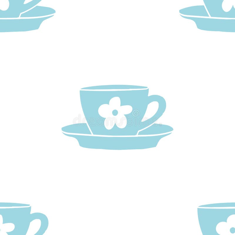 Cups Mug Flower Pattern, Seamless, Tile, Background Hand Drawn Style ...