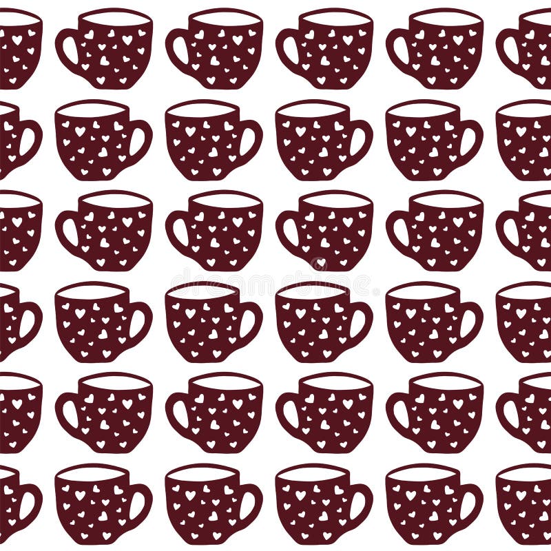 Cups seamless pattern stock illustration. Illustration of coffee - 66508891