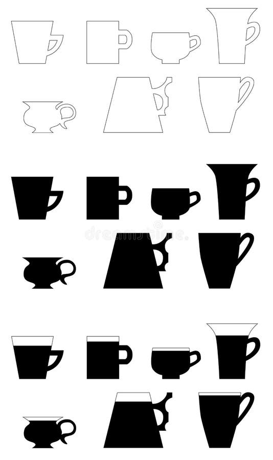 Cups set stock illustration. Illustration of outlines - 85629135