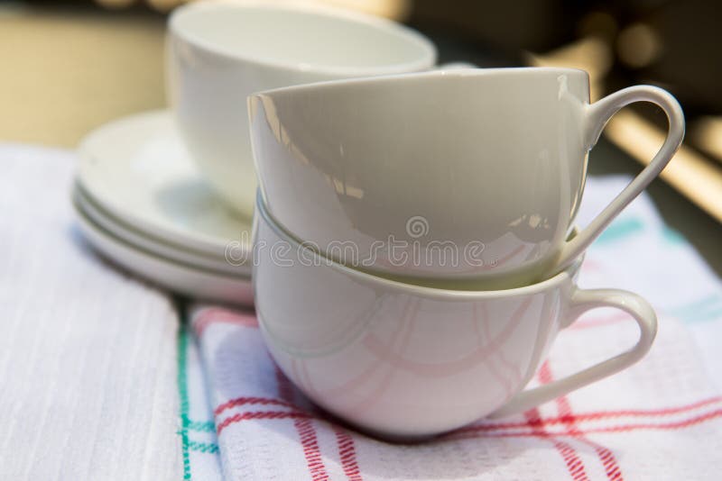 Cups on the Table after Washing Stock Photo - Image of white, order ...