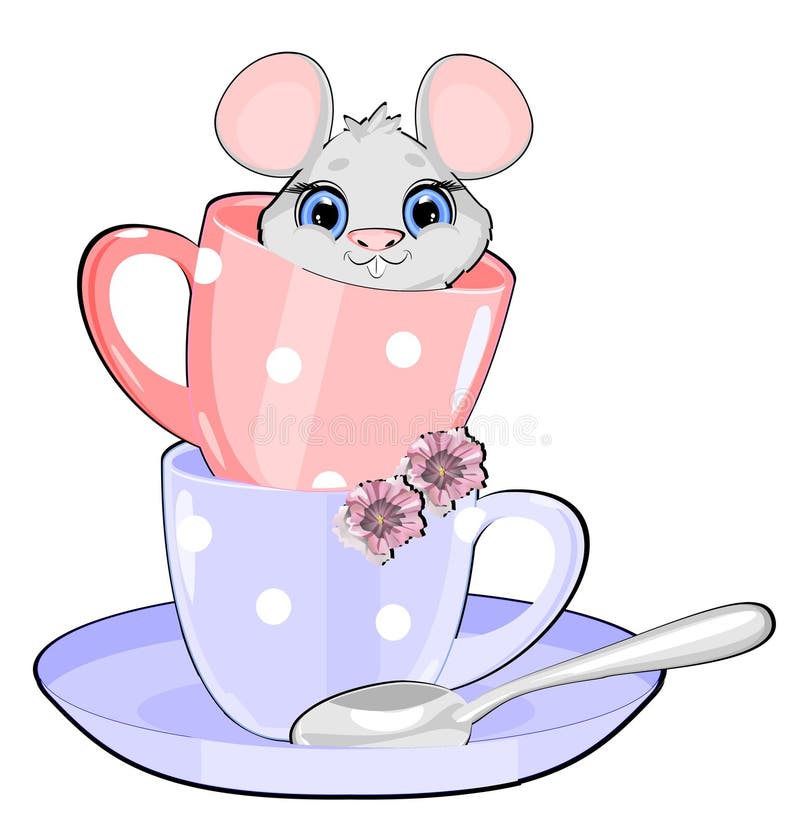 Cups of tea cartoon stock illustration. Illustration of home - 233370307