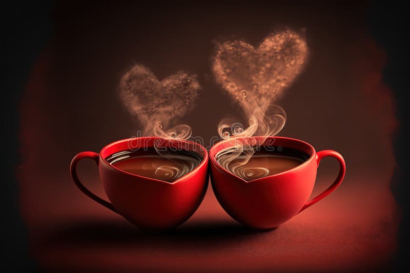 Coffee Cups Steam Heart Shape Stock Illustrations – 113 Coffee Cups ...
