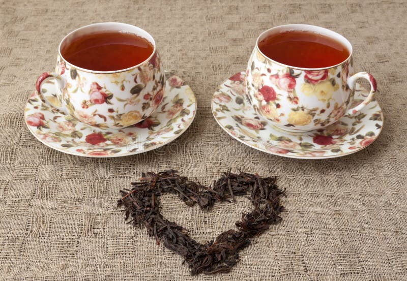 Cups of Tea with Heart Made from it Stock Image - Image of linen ...