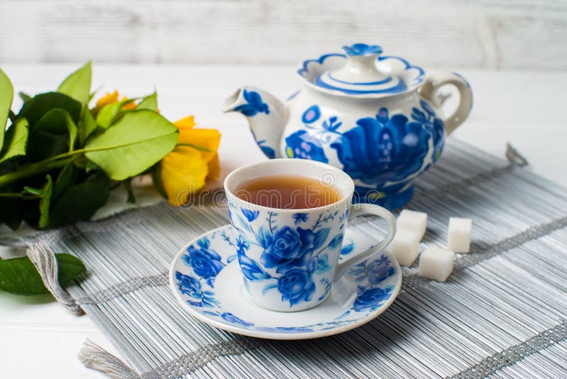 Cups of Tea with Mint on Wooden Table Stock Photo - Image of aroma ...