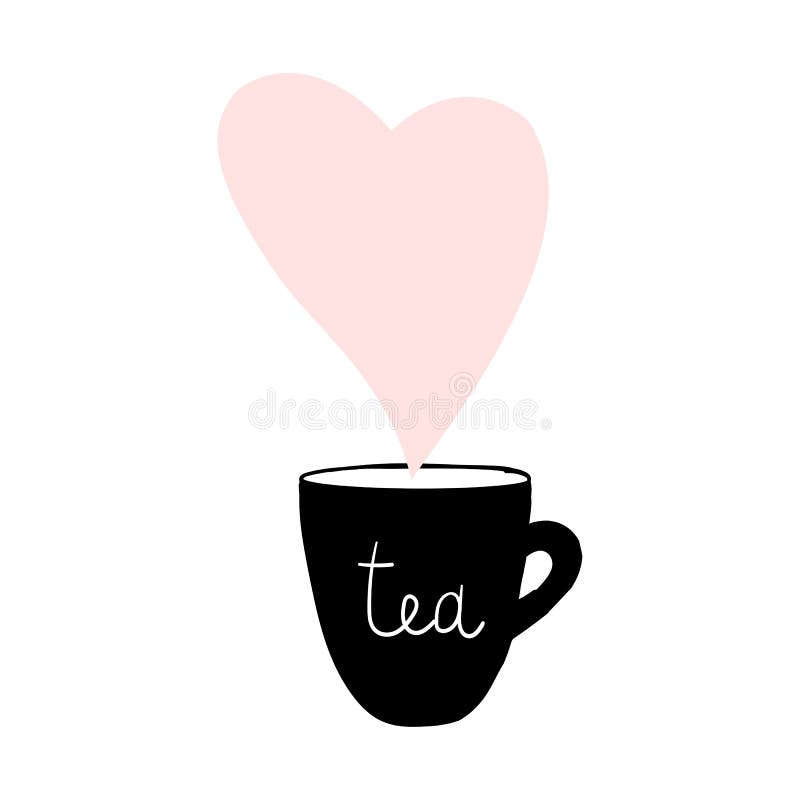 Cups Tea Mug Heart Love Hand Drawn Style Vector Doodle Design ...