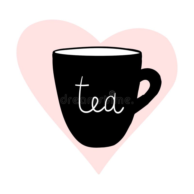 Cups Tea Mug Heart Love Hand Drawn Style Vector Doodle Design ...