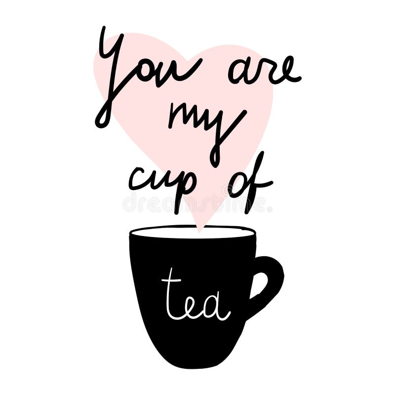 Cups Tea Mug Heart Love Hand Drawn Style Vector Doodle Design ...