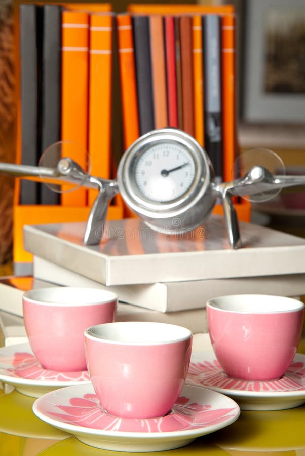 Cups of tea with watch stock photo. Image of romantic - 25104230