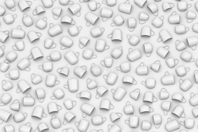 Cups Texture White Background in Grayscale 3D Illustration Stock ...