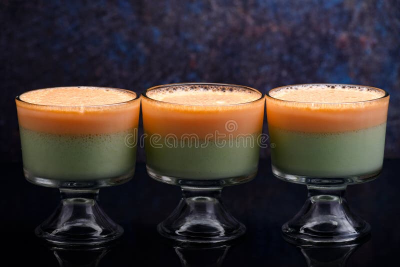 Cup Two Colors Foamy Gelatin Isolated Dark Background Stock Photos ...