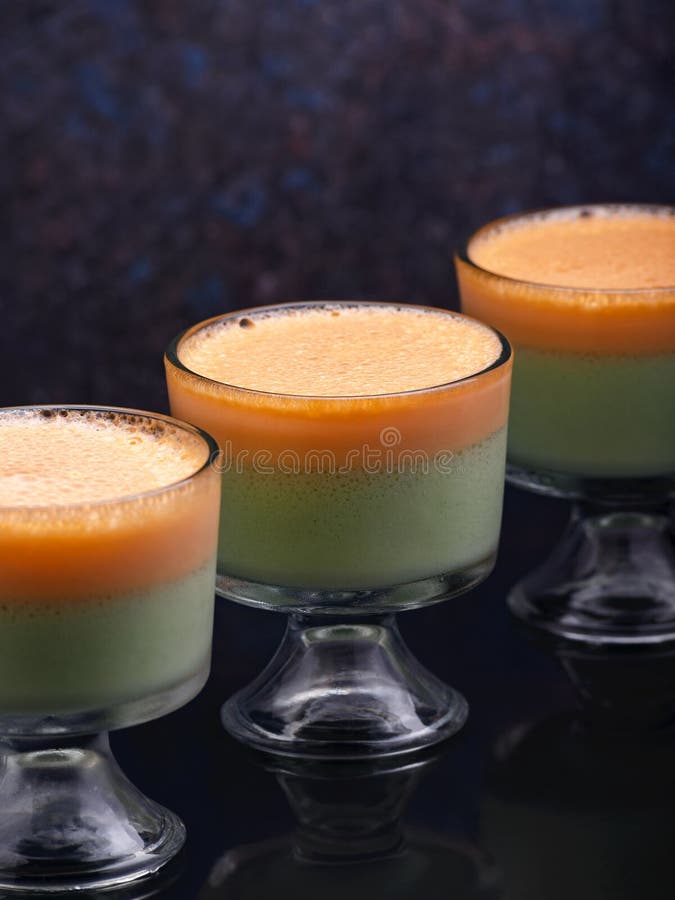 Cups Two Colors Foamy Gelatin Isolated Dark Background Stock Photos ...