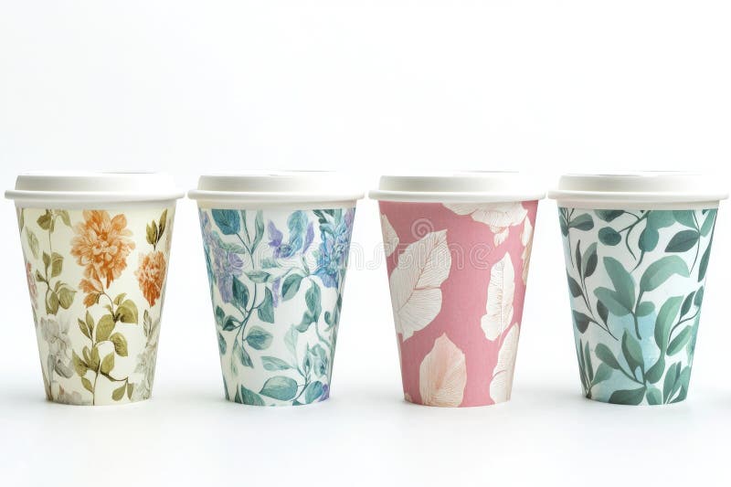 Cups with unique designs stock illustration. Illustration of afternoon ...