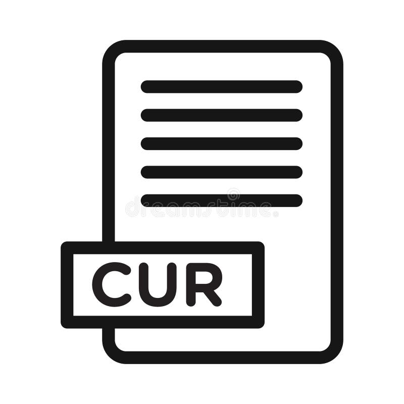 CUR File Document Icon Black Line Art Vector Stock Illustration ...