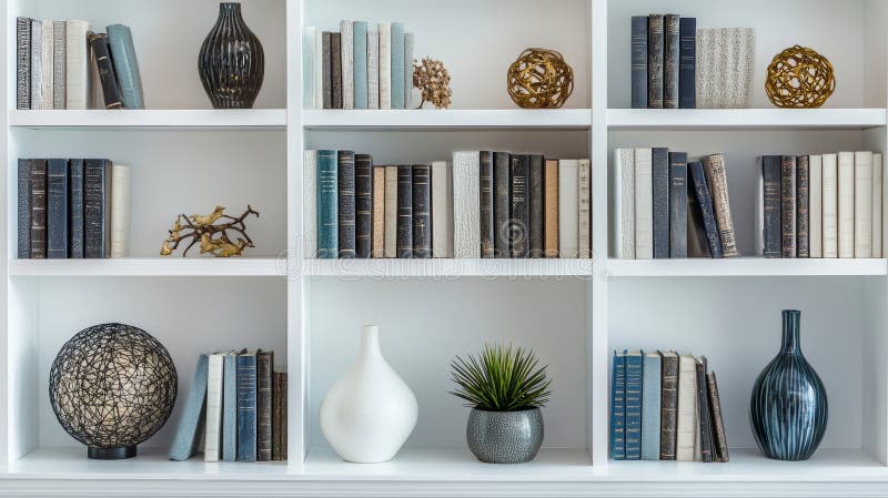 Curated Bookshelf Styling Elegant Home Library with Decorative Objects ...