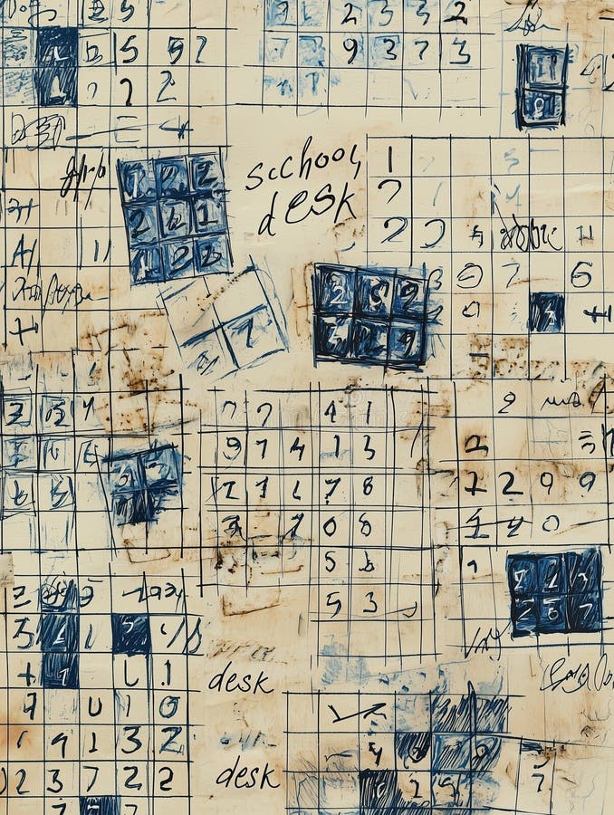 Collection of Abstract Puzzle and Grid-based Game Illustrations Stock ...