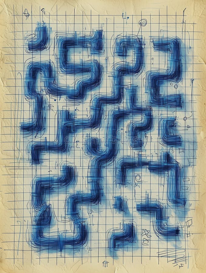 Collection of Abstract Puzzle and Grid-based Game Illustrations Stock ...