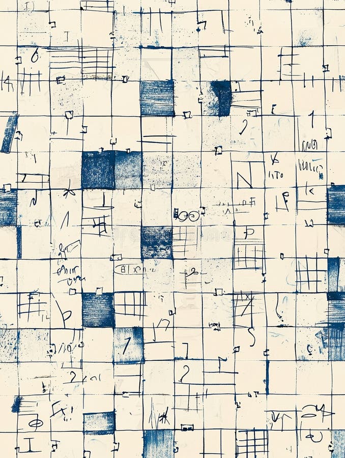 Collection of Abstract Puzzle and Grid-based Game Illustrations Stock ...