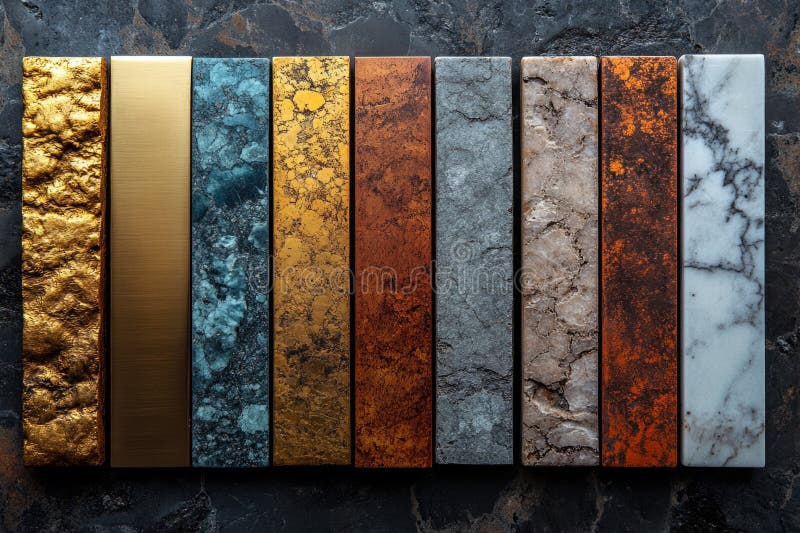 Curated Interior Material Samples: Brushed Gold Stainless, Bronze ...