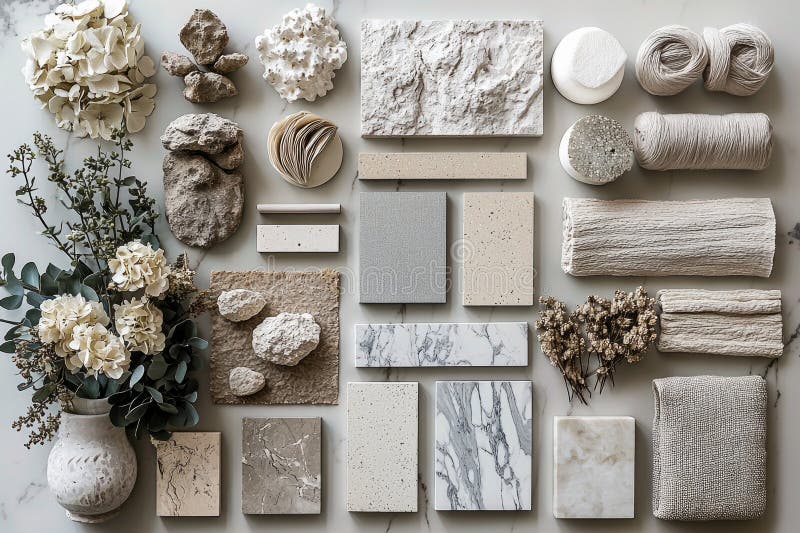 Curated Mood Board Showcases Blend of Textured Paper Cotton Samples and ...