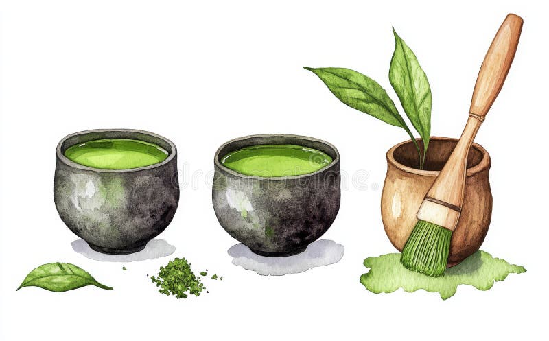 A Curated Selection of Matcha Tea Items, Including Powder, Whisk ...