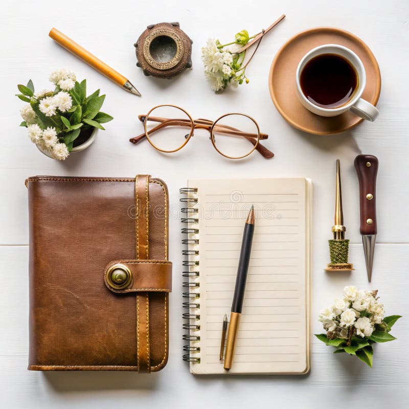 A Curated Workspace Arrangement of Writing Essentials, Featuring a ...