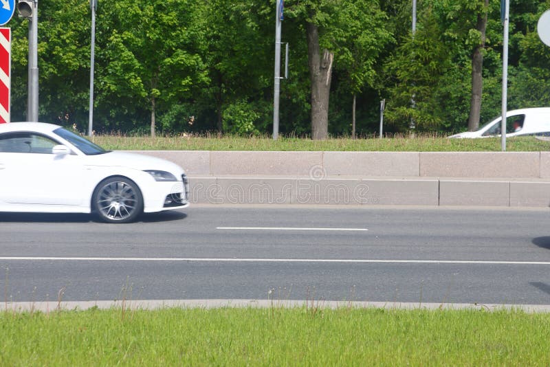Curb Along the Highway, Asphalt and Lawn Along the Road, Minimalism 2 ...