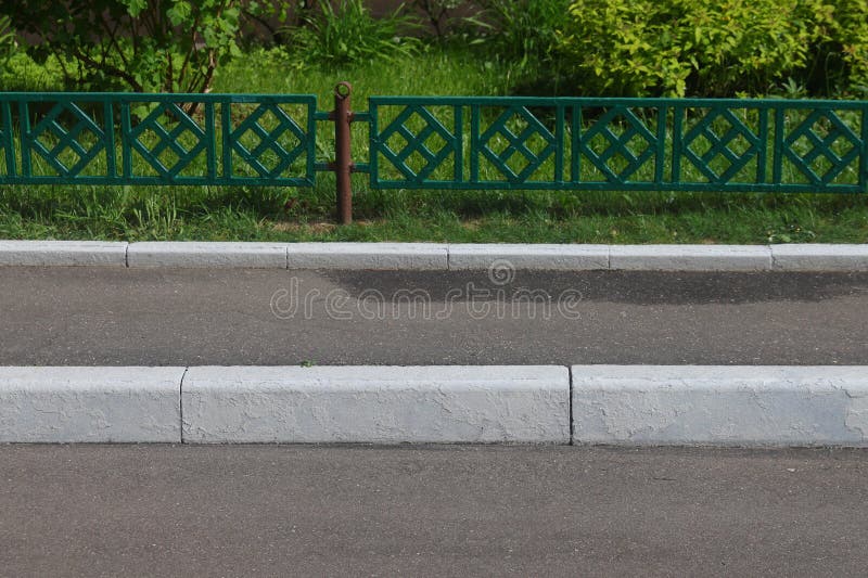 Curb Along the Highway, Asphalt and Lawn Along the Road, Minimalism 2 ...