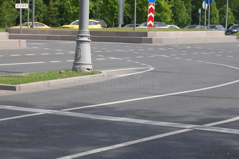 Curb Along the Highway, Asphalt and Lawn Along the Road, Minimalism 2 ...