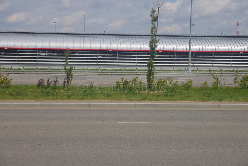 Curb Along the Highway, Asphalt and Lawn Along the Road, Minimalism 4 ...