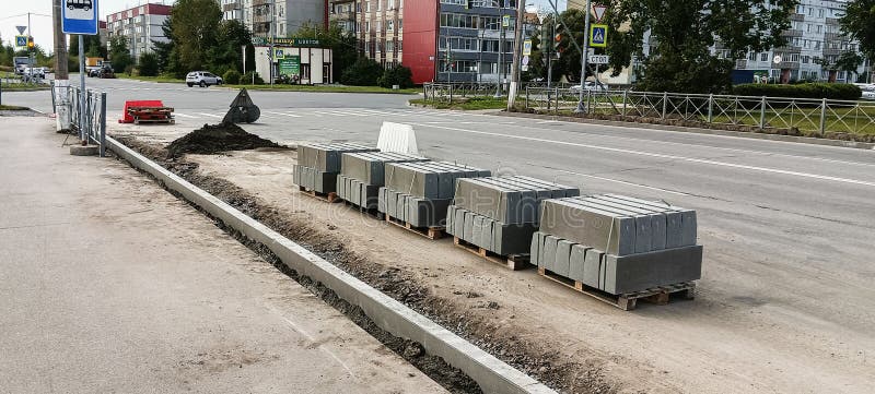 Curb Packing Along the Road Editorial Stock Photo - Image of tractor ...