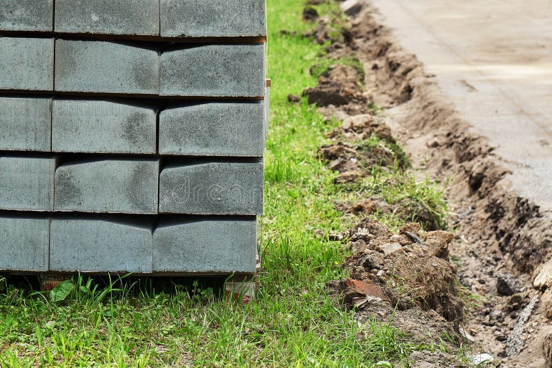 Curb Replacement on Moscow Street Stock Photo - Image of road, pavement ...