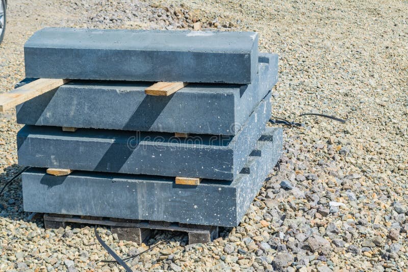 Stack of Concrete Curbstone Close Up Stock Image - Image of floor ...