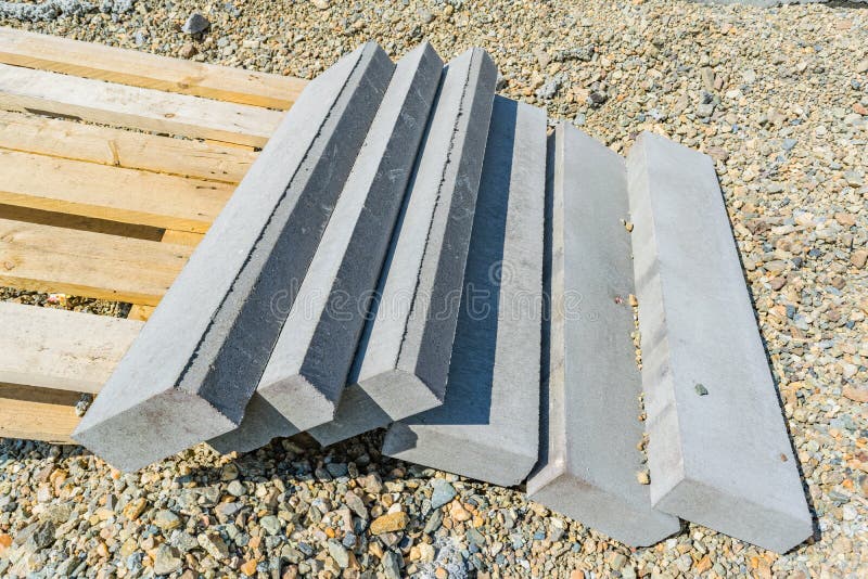Stack of Concrete Curbstone Close Up Stock Photo - Image of background ...