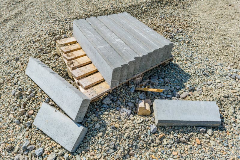 Stack of Concrete Curbstone Close Up Stock Photo - Image of floor ...