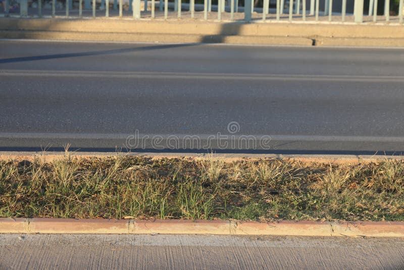 Curbstone and Highway, Roadway and White Road Markings, 2 Stock Photo ...