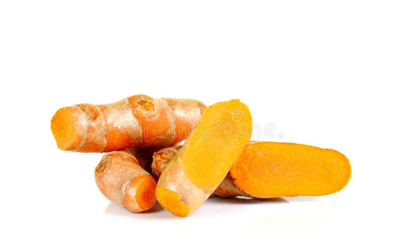 Curcuma Fresca Su Fondo Bianco Fotografia Stock - Immagine di fetta ...