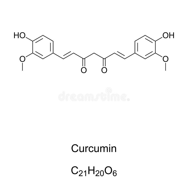 Curcumin, E 100, Chemical Formula and Skeletal Structure Stock Vector ...