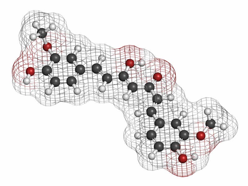 Curcumin Turmeric Spice Molecule, 3D Rendering. Atoms are Represented ...