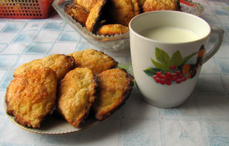 Curd Pastry and a Cup of Milk Stock Image - Image of belarusian ...