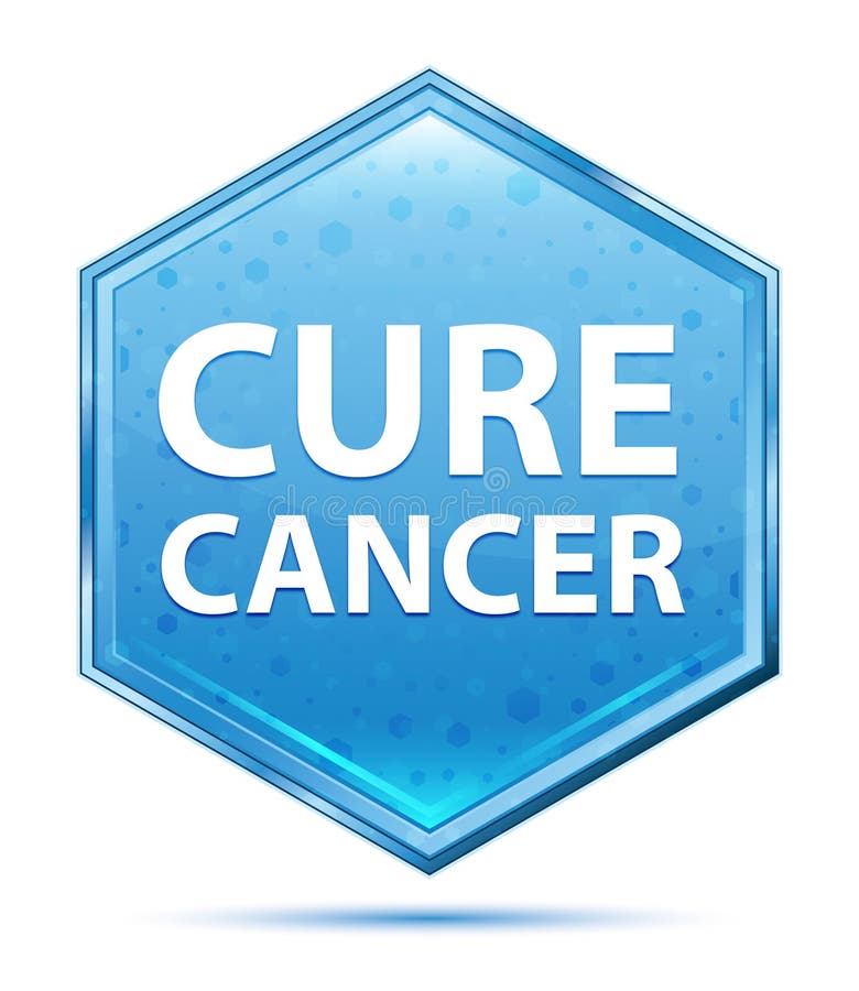 Cure Cancer Crystal Blue Hexagon Button Stock Illustration ...