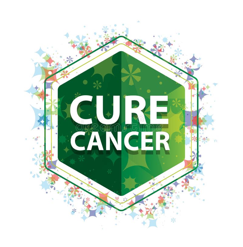 Cure Cancer Floral Plants Pattern Green Hexagon Button Stock ...