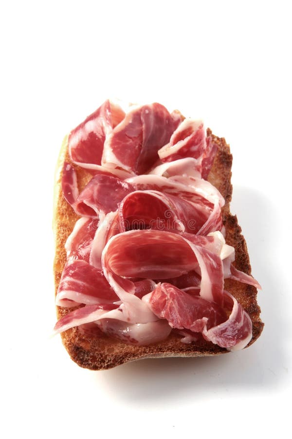 Cured iberian ham toast stock image. Image of toast, breakfast - 14087809