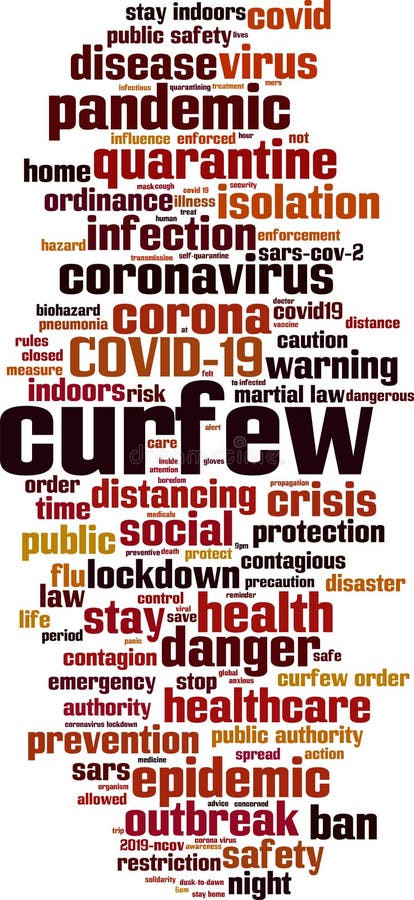 Curfew word cloud stock vector. Illustration of safety - 209206235