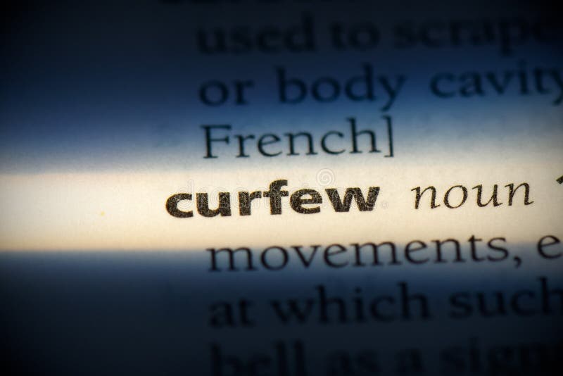 Curfew stock image. Image of close, printed, linguistic - 161578101