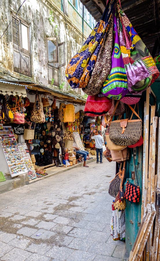 Curio Shops in the Streets of Stone Town Zanzibar Editorial Stock Photo ...