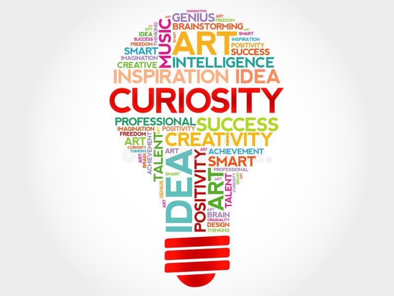 Curiosity bulb word cloud stock illustration. Illustration of qualified ...