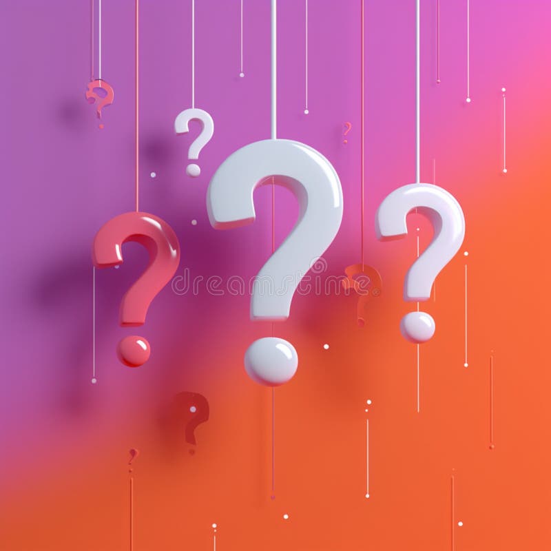Curiosity Concept Gradient Background with White Hanging Question Marks ...
