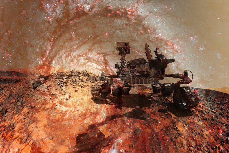 Curiosity Mars Rover Exploring the Surface Planet of Mars Stock Photo ...